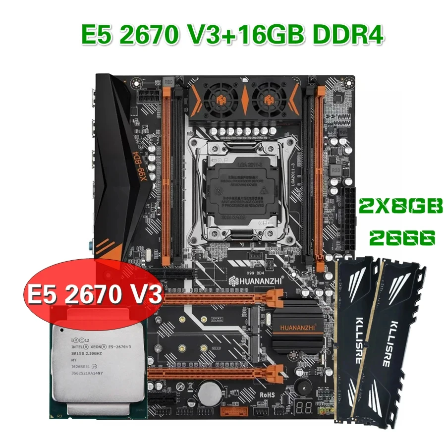 HUANANZHI BD4 Kit Xeon X99 с E5 2670 V3, 2*8ГБ DDR4 2666 памяти | AliExpress
