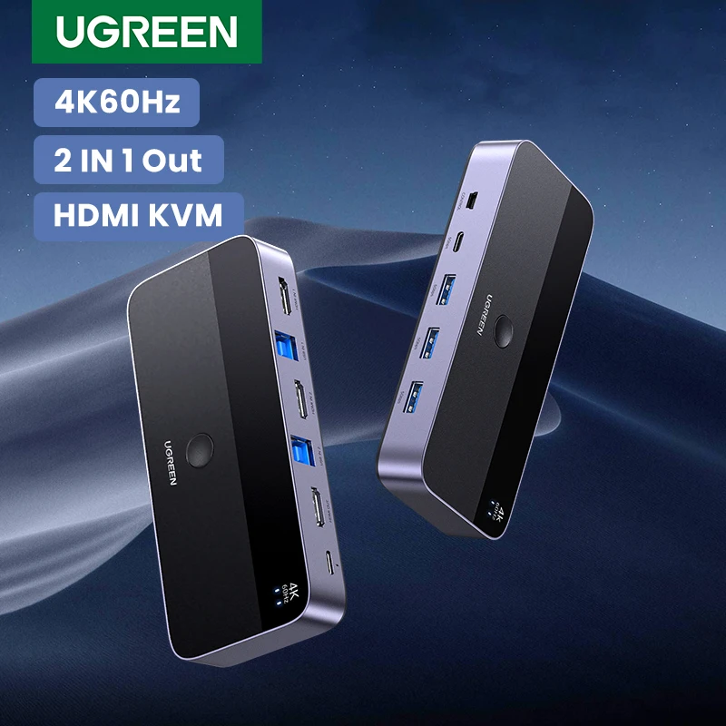 Ugreen 4k@60hz Hdmi Kvm Switch Usb3.0 Kvm Switcher