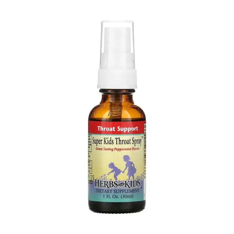 Herbs for Kids, Super Kids Throat Spray, Peppermint, 1 fl oz (30 ml ...