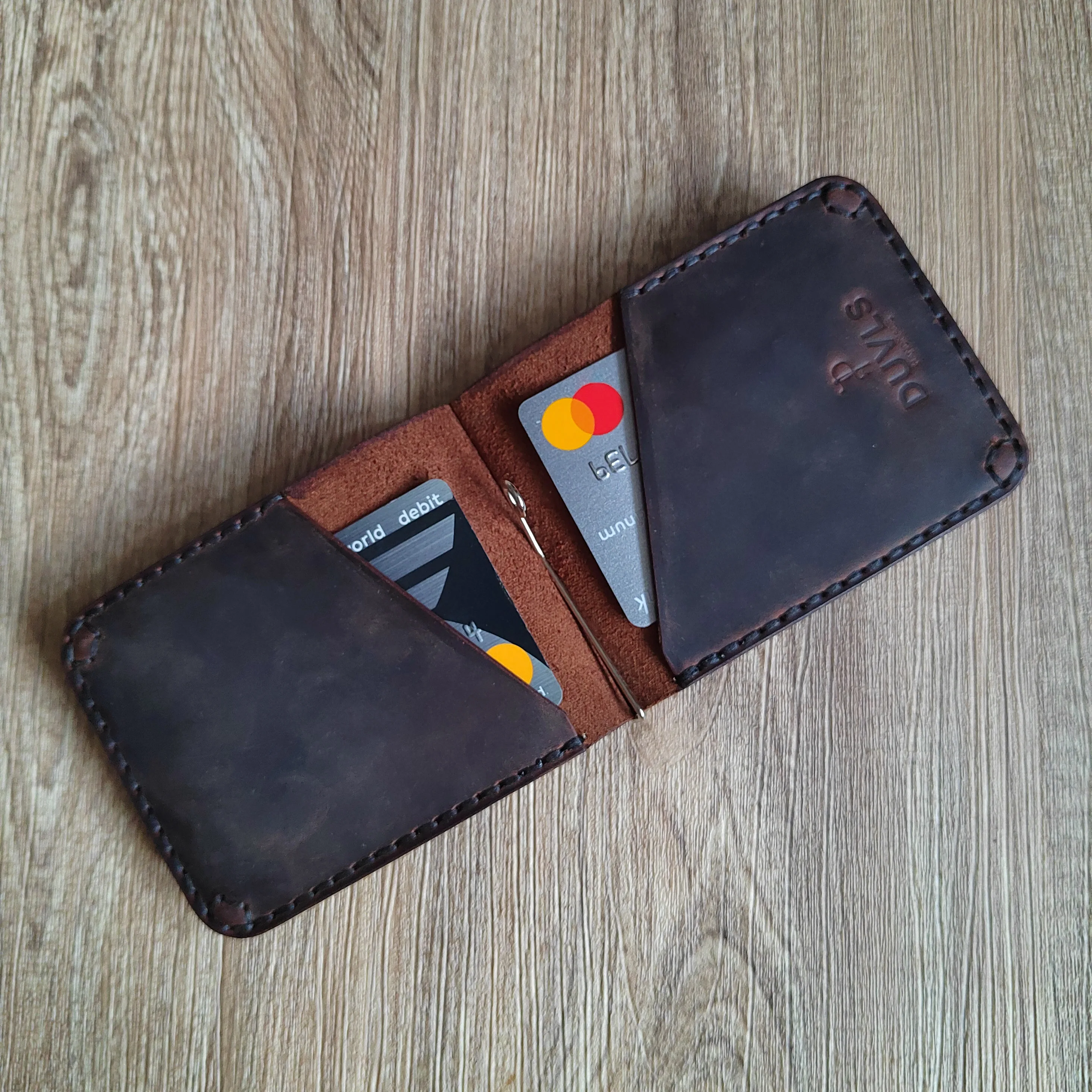 Зажим для денег и карт, кожаный купюродержатель на магните, натуральная ...