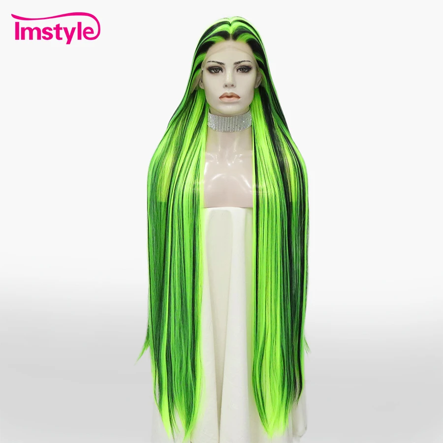 Imstyle Флуоресцентно-зеленый синтетический парик | AliExpress