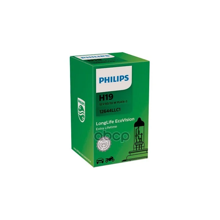 Лампа H19 12V 6055W Pu43t-3 C1 Philips арт. 12644LLC1 | AliExpress