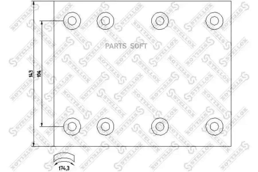 STELLOX 8500912SX Накладки тормозные (комплект) 360х143- STD (64 отв ...