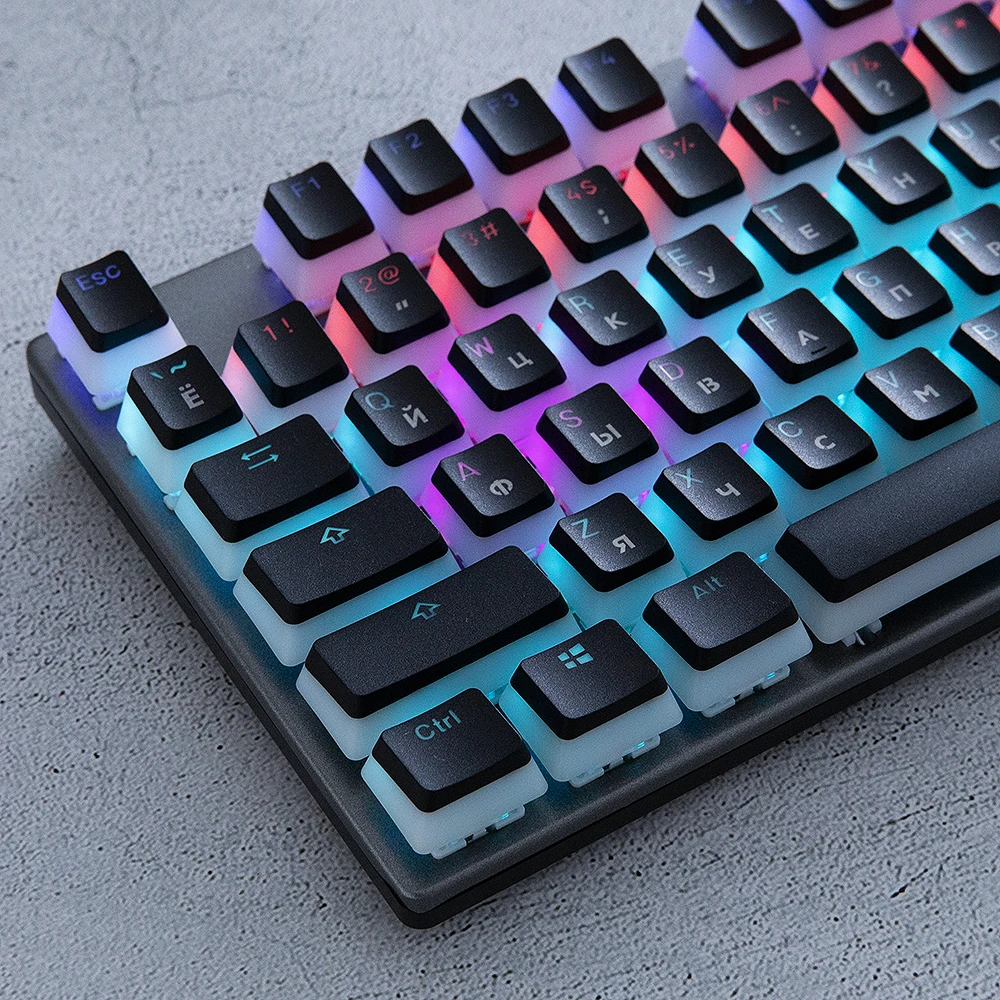 Russian Layout Pudding Keycaps PBT Game Translucent Keycap for ...