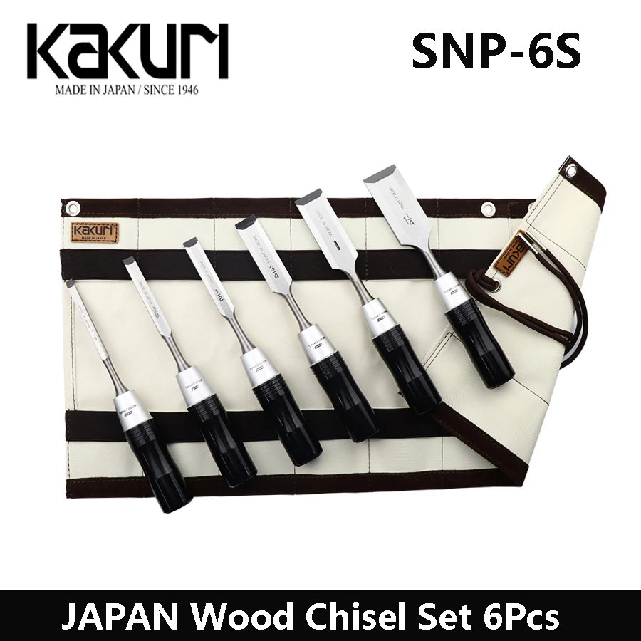 KAKURI SNP-6S Japan Wood Chisel Set 6Pcs Carving Knife with Storage Bag ...
