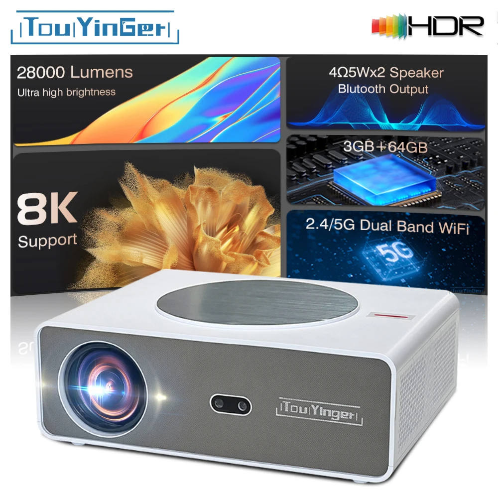 Проектор Touyinger Q11 4K 8K светодиодный домашний кинотеатр | AliExpress