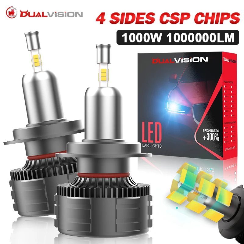 1000 Вт H7 LED CANBUS 360 для линз проектора H11 H1 H4 LED H8 Лампы для фар HB3 9005 HB4 9006 ...