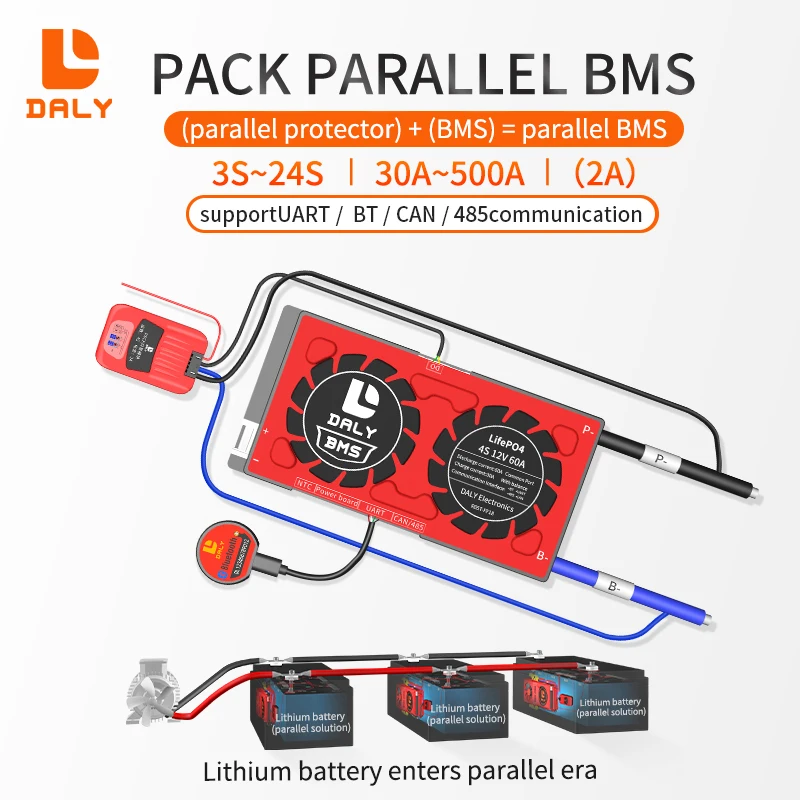 Daly Lifepo4 Bms Parallel 2A 8S 24V Li-Ion Lto Free Bt Rs485 Can 4S 10S 12S 16S 20S 12V 36V 48V ...