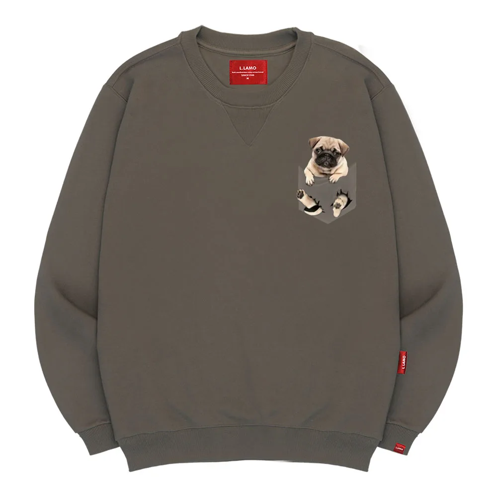 Elmo 3M Pocket Pug Man-to-Man большой размер S ~ 4XL | AliExpress