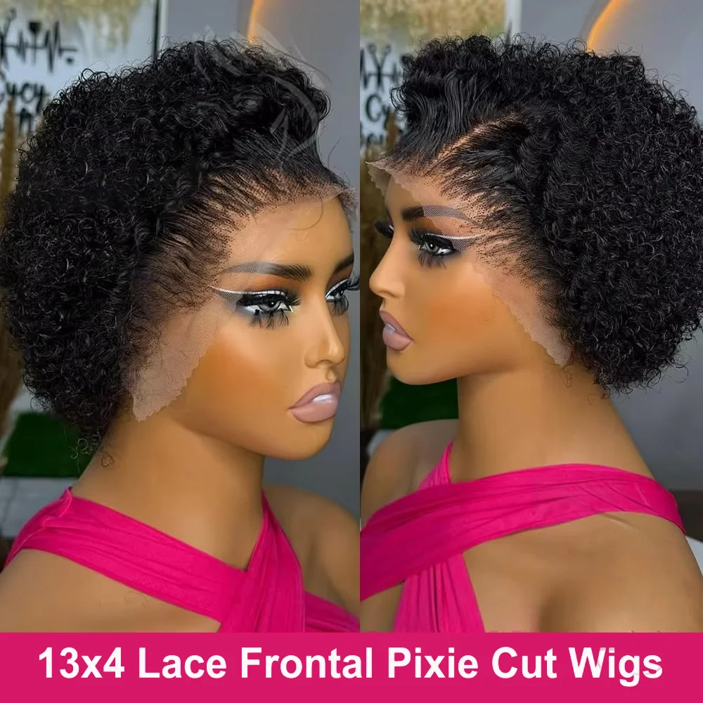 Curly Pixie Cut Wig 13x4 Brazilian Human Hair | AliExpress