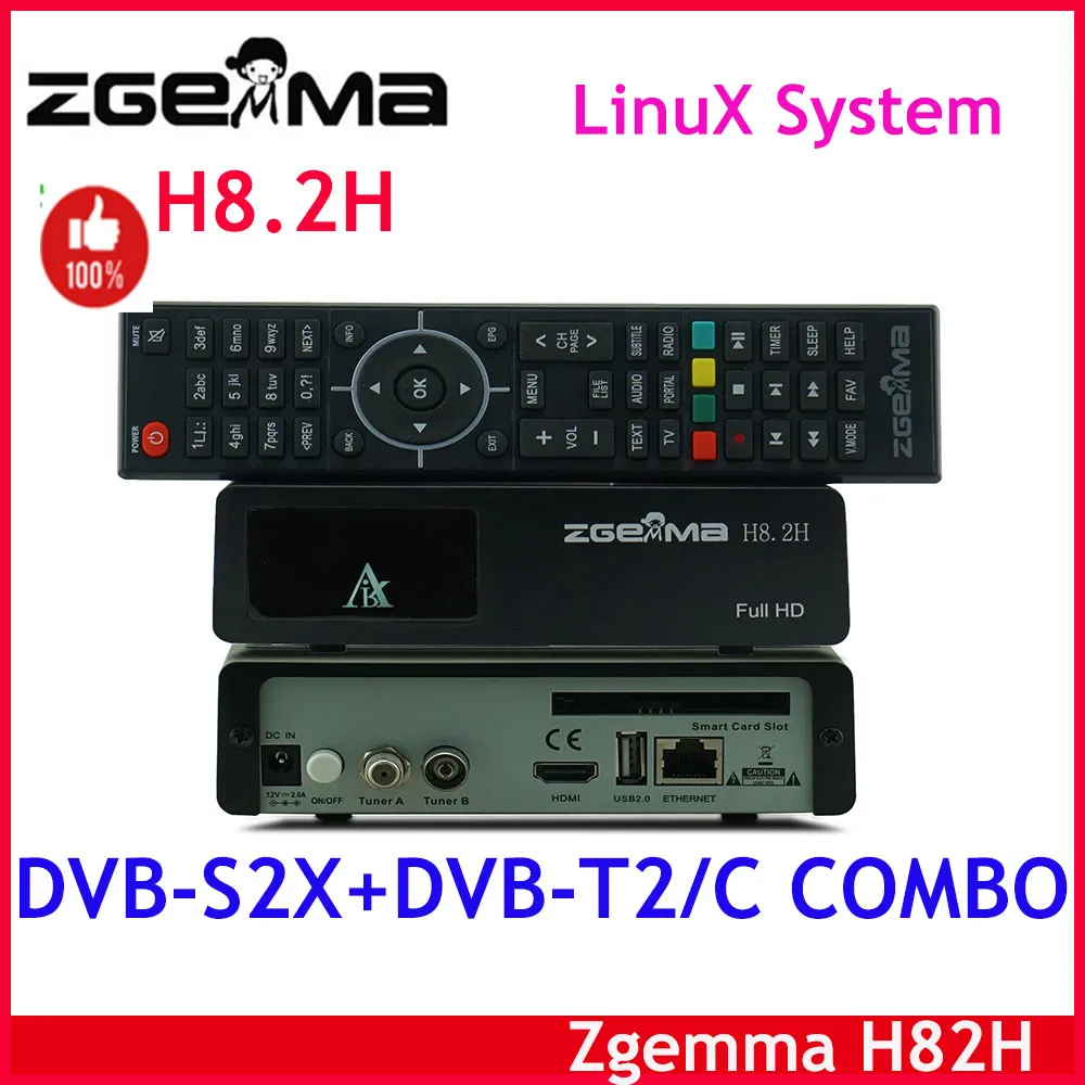Оригинальный ZGEMMA H8.2H приемник спутникового телевидения Linux Enigma2 рецептор DVB-S2X + DVB ...