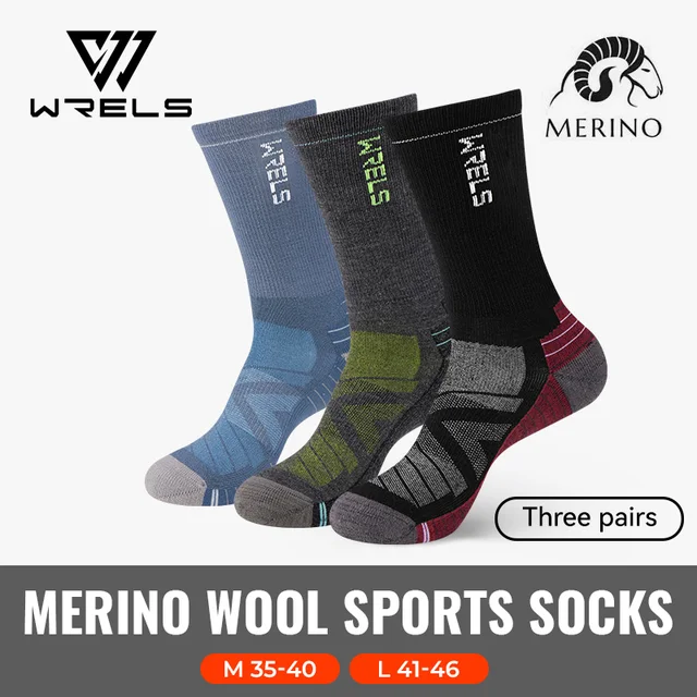 WRELS Компрессионные носки из мериносовой шерсти для бега и туризма ...