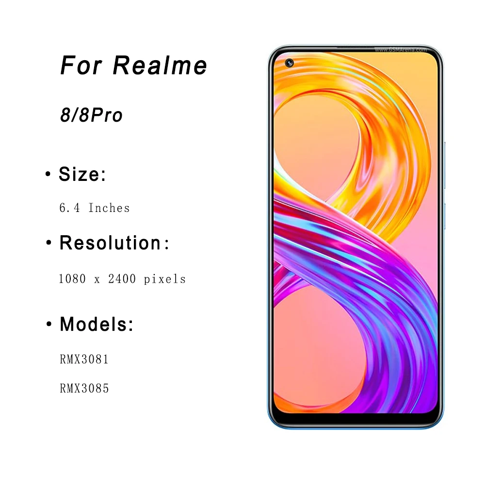 AAA + OEM для Realme 8 4G RMX3085 ЖК-дисплей сенсорный экран дигитайзер ...