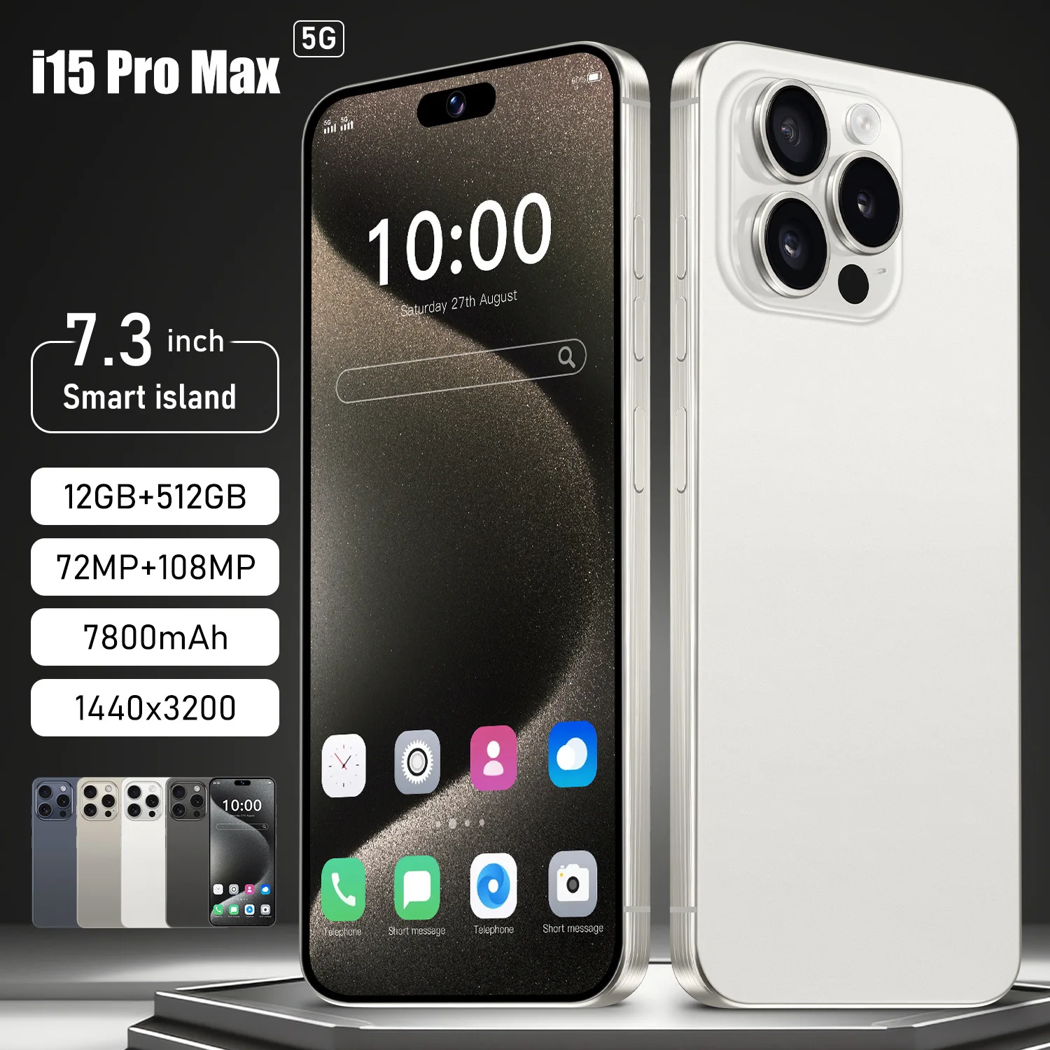 i15Pro Max 7,3 - дюймовый телефон, 12 + 512 ГБ | AliExpress