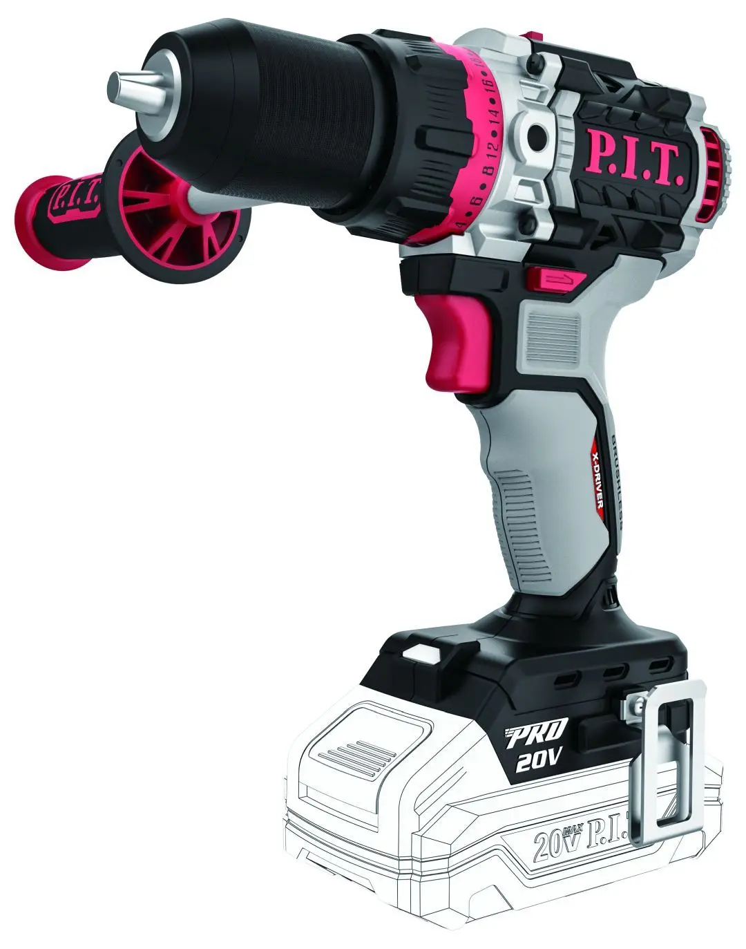 Дрель ударная аккумуляторная P.I.T. PSB20H-13D X-DRIVER SOLO (без АКБ и ...
