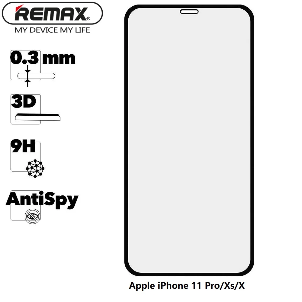 Защитное стекло REMAX GL-27 Medicine Privacy на дисплей Apple iPhone 11 Pro/Xs/X черная рамка, 0 ...