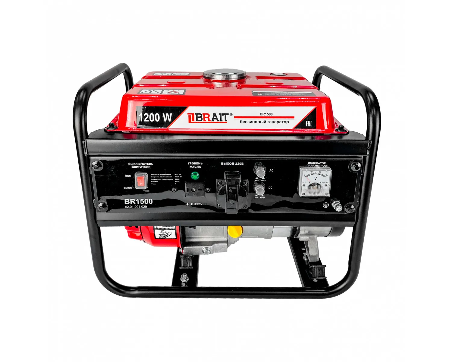 Генератор бензиновый 220в, BRAIT BR1500, мощность 0,9/1,2 кВт, напряжение 220В/50Гц ...