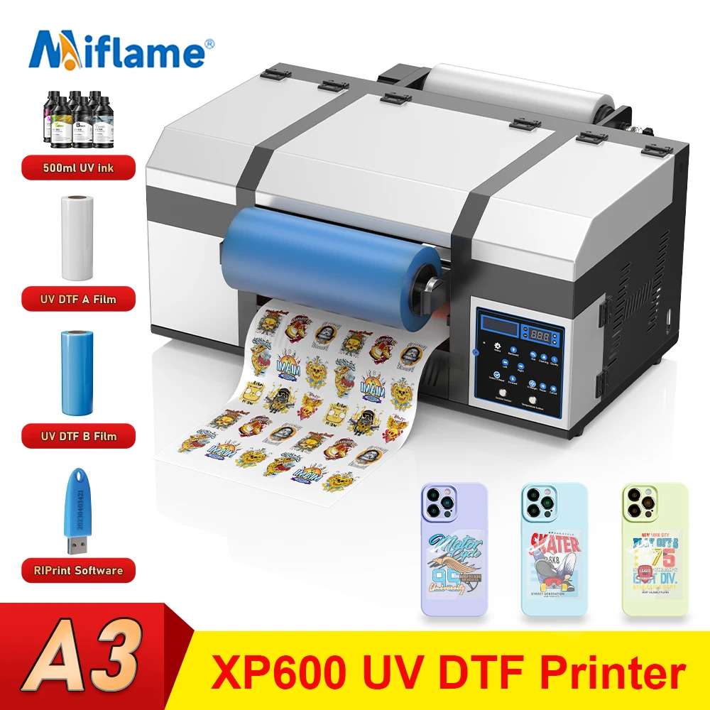 УФ-принтер A3 XP600 DTF, ламинирующая печать 2 в 1, УФ-принтер для наклеек DTF для дерева ...