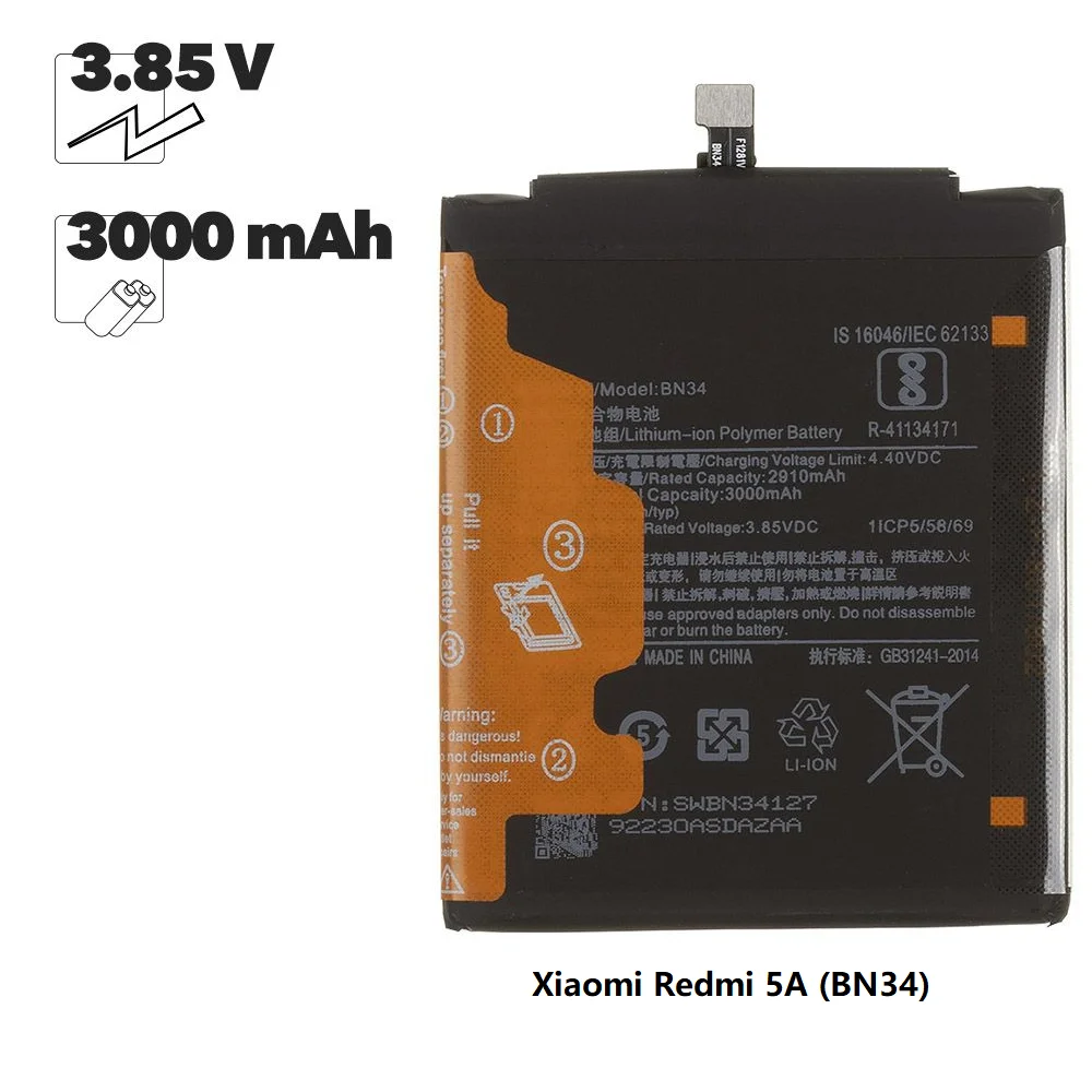 Аккумулятор (АКБ) Xiaomi Redmi 5A (BN34) 100% Filling Capacity | AliExpress