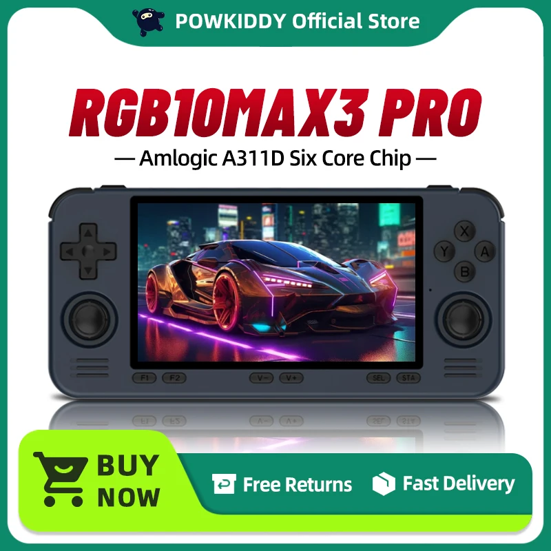 Карманная игровая консоль POWKIDDY RGB10 MAX3 Pro в стиле ретро, 854*480, 5-дюймовый Ips экран ...