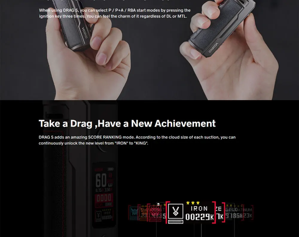 Original Electronical Cigarettes VOOPOO DRAG S Kit Pod Mod Vape Kit 60W ...