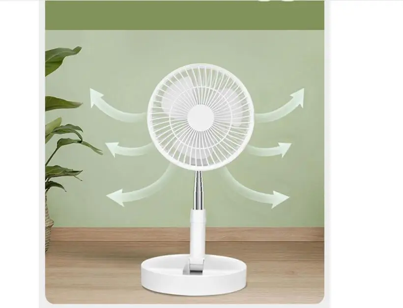 Folding Telescopic Floor Fan Summer Silent Student Desktop USB ...