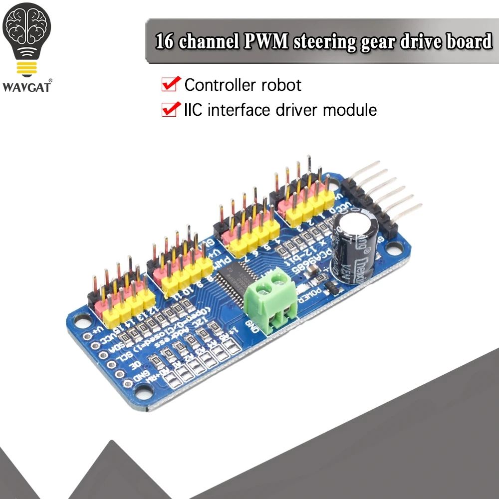 Servo Driver Shield Module 16 Canais 12 Bits Pwm I2c Interface Arduino Raspberry Pi Diy Pca9685
