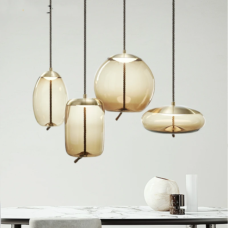Glass Suspended Lamps Postmodern LED Dining Room Pendant Lights Bedroom ...