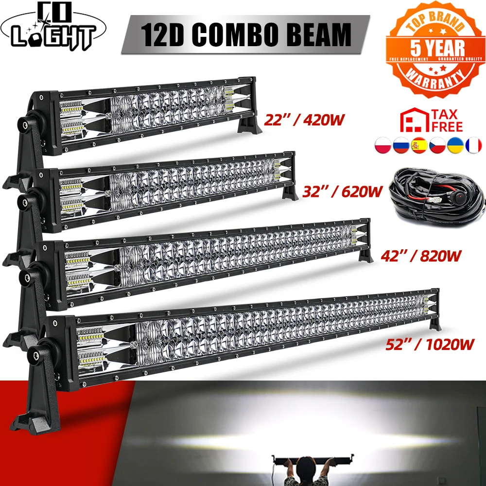 CO LIGHT 22" 32" 42" 52" 2-Row LED Light Bar Offroad 420W 620W 820W ...