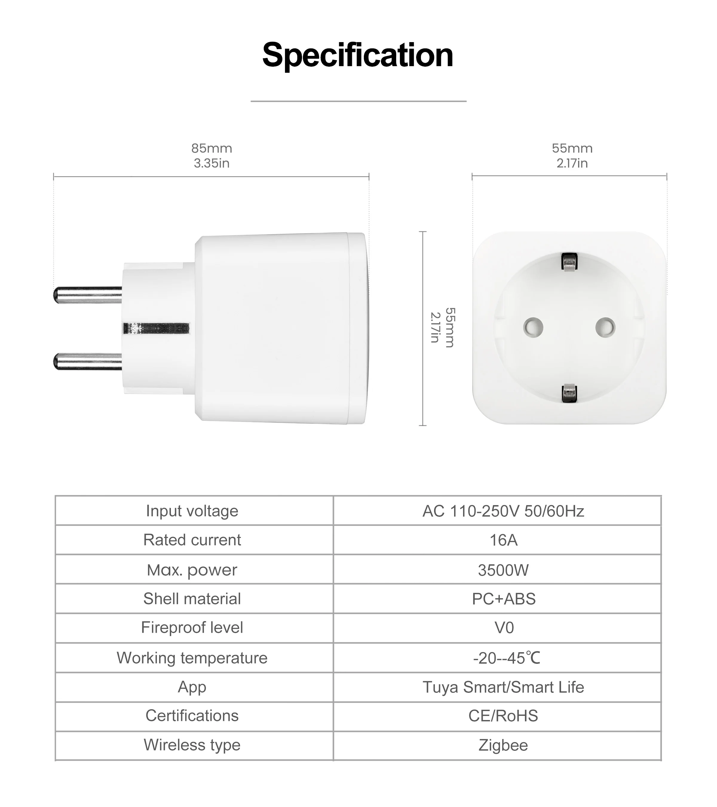 Tuya Zigbee 3.0 EU Smart Plug Socket 16A Power Monitor Smart Life Alexa ...