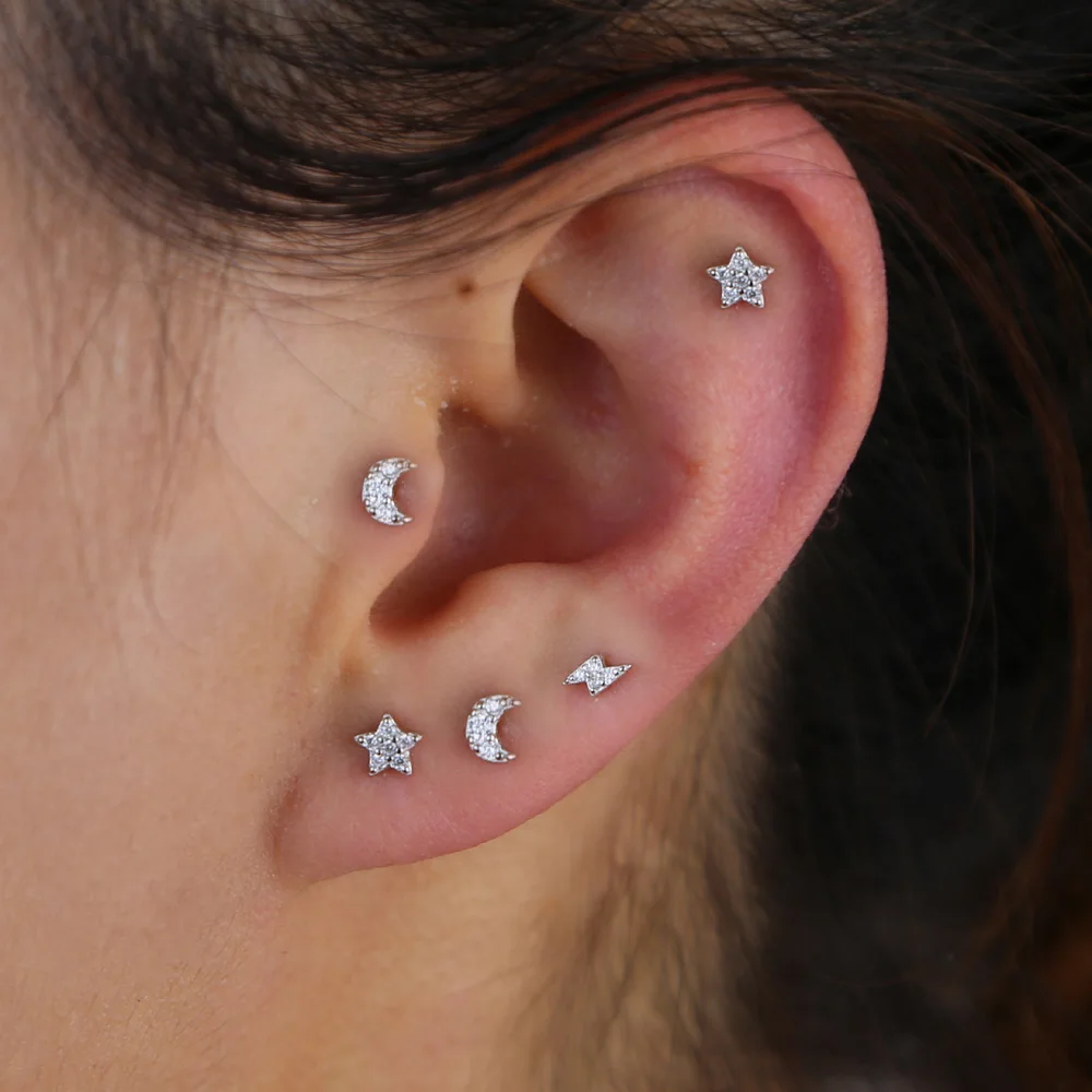 Diamond Tragus Ear Piercings