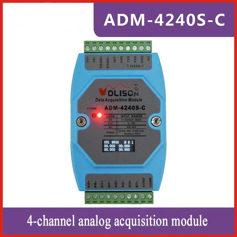 ADM-4242-C 4 channels 4-20ma/0~20mA/0-10V analog input acquisition ...
