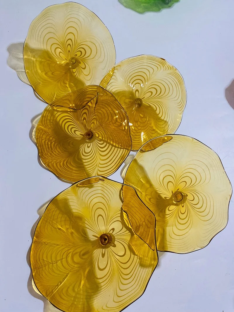 Turkish Murano Flower Shaped Glass Plates Stylish Glass Mounted Wall ...