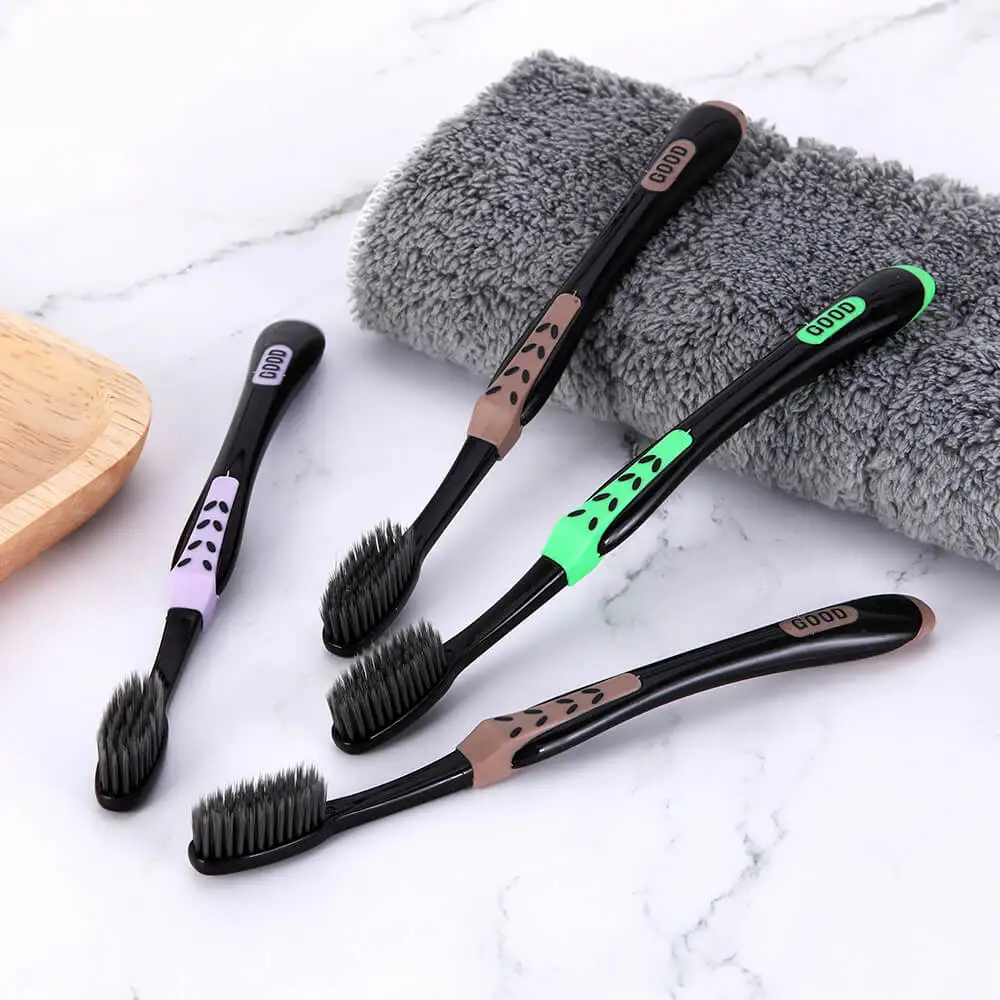 AZDENT 4pcs 2packs Bamboo Charcoal Toothbrush Ultra Soft Nano Brush ...