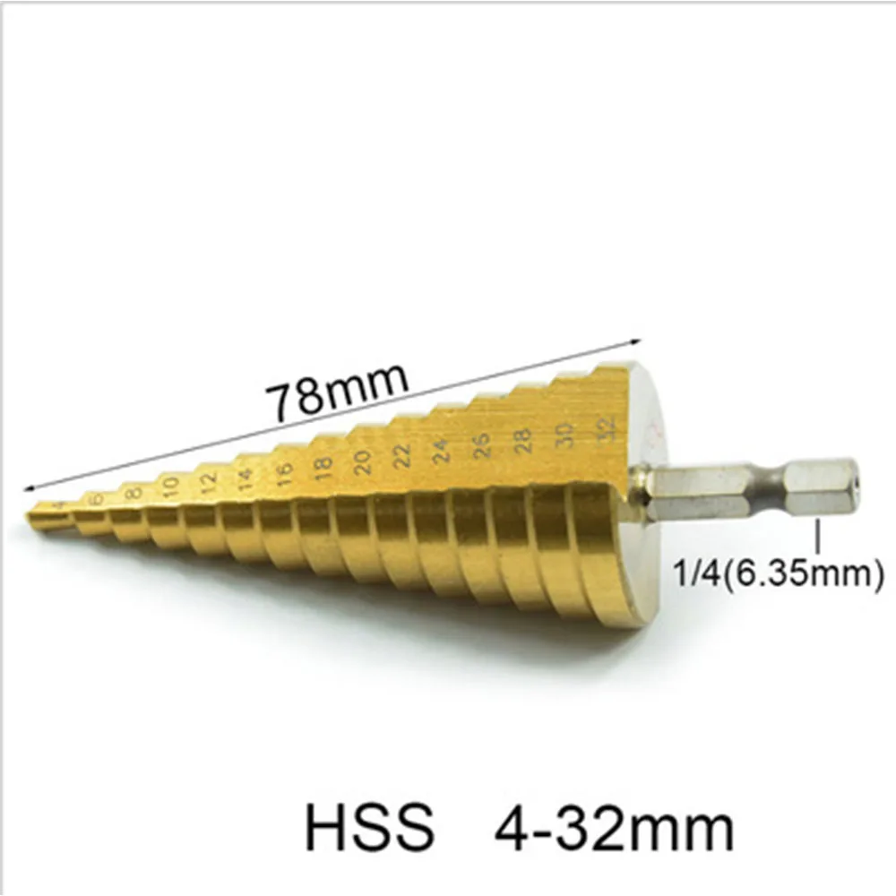 HSS Steel Step 4-32mm Metric Spiral Flute The Pagoda Shape Hole Cutter ...