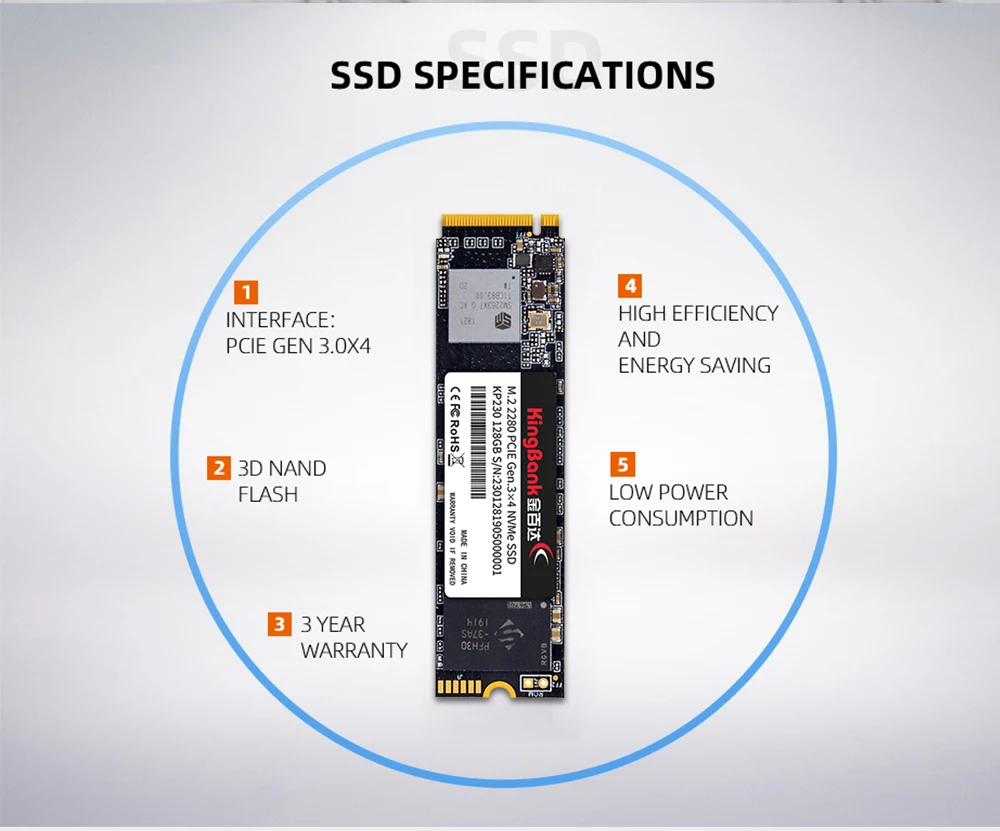 KingBank SSD M2 NVME SSD 1 ТБ 512 ГБ 256 ГБ 128 ГБ M.2 SSD PCIE Nvme ...