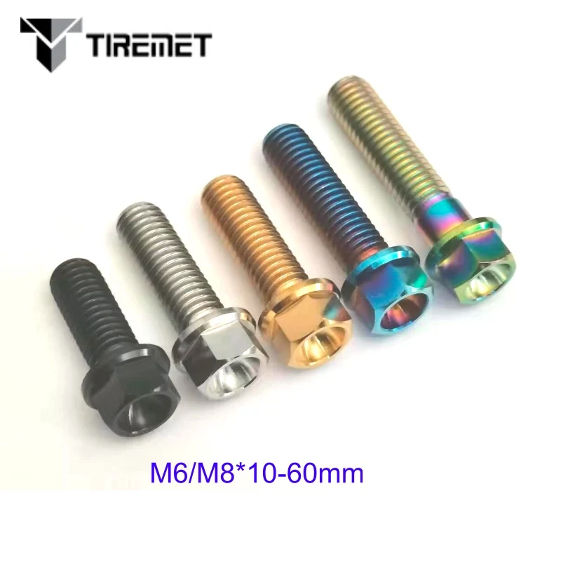 Титановые болты Tiremet с шестигранной головкой, M6, M8x10- 60 мм ...
