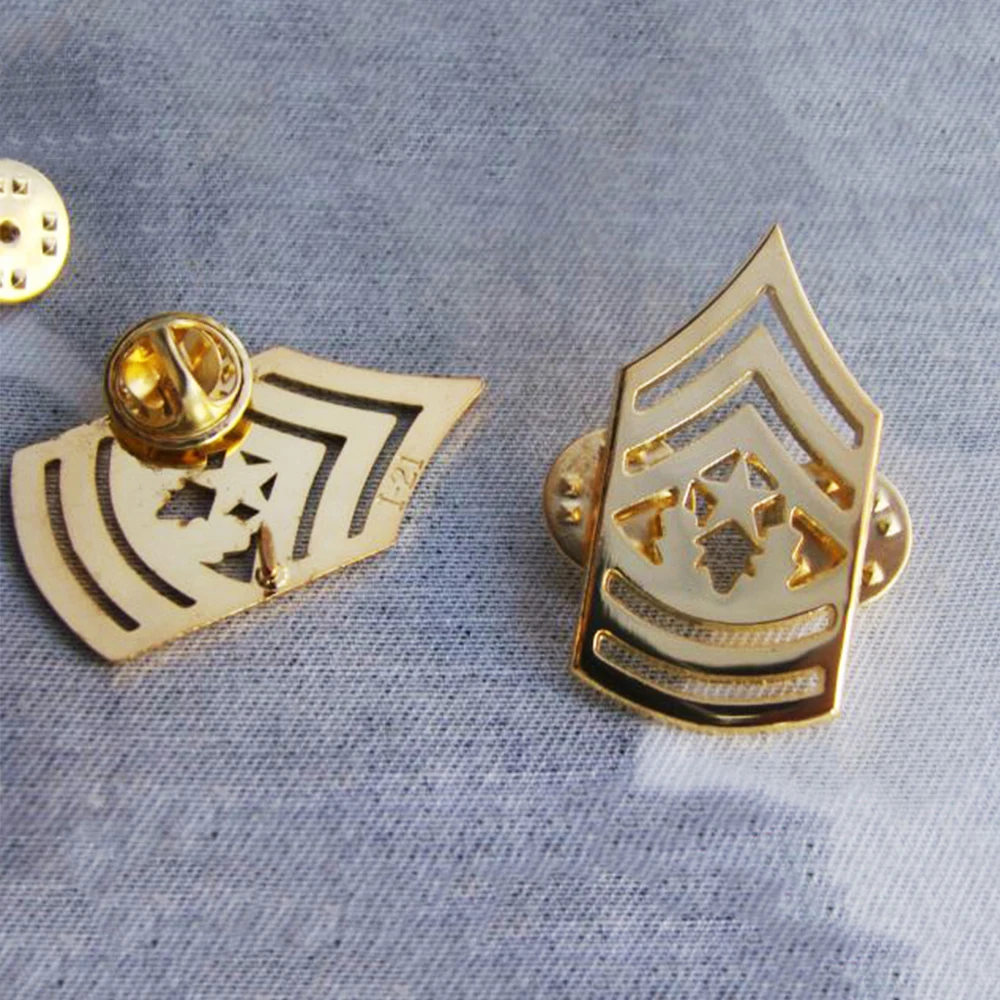 PAIR US ARMY MASTER SERGEANT MAJOR RANK METAL INSIGNIA BADGE PIN BROOCH ...