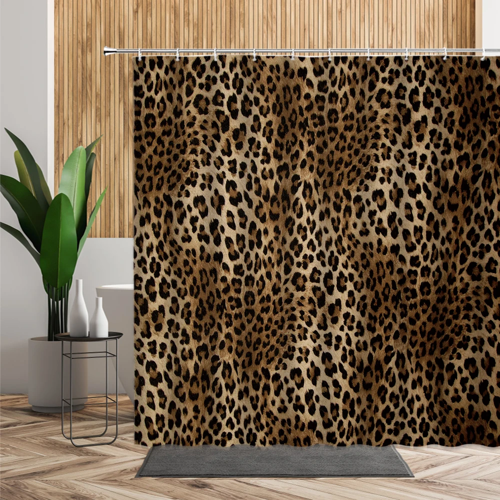 6753L-180x210cm-70x83in -Rideau de douche imprimé léopard, imprimé ...