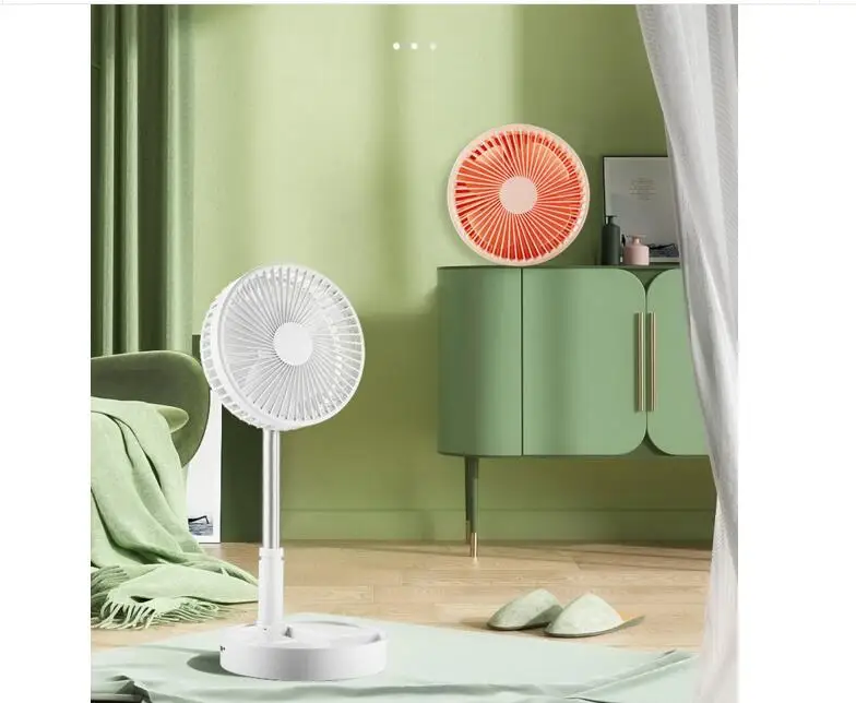 Folding Telescopic Floor Fan Summer Silent Student Desktop USB ...