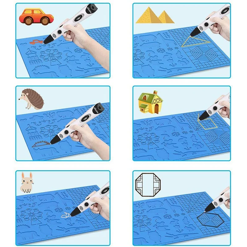  3D Printing Pen Silicone Design Mat With Basic And Animal Patterns 