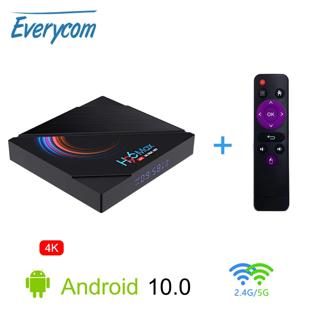 Everycom H96MAX ТВ-приставка Android 10,0 H616 4 ГБ 32 ГБ 64 ГБ 6K 2,4G 5G Wi-Fi Медиаплеер ...