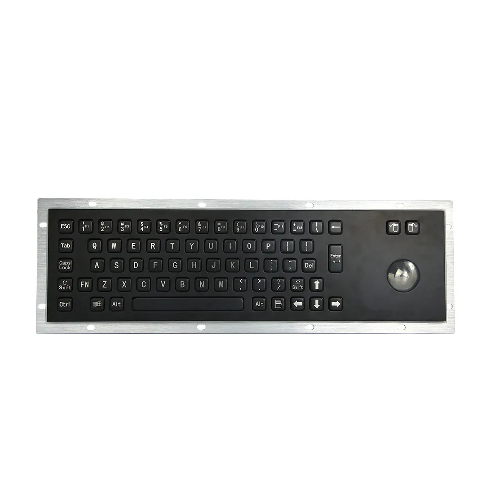 Black Rugged Stainless Steel Industrial Metal Keyboard With Trackball ...
