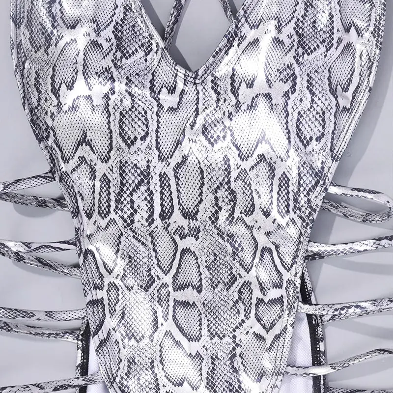 COOBBU Sexy Snake Print Deep V-Neck Swimsuit Women Monokini One Piece ...