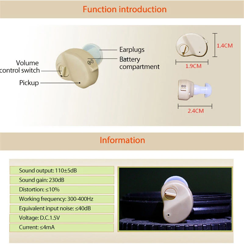 Digital Hearing Aid Aids Hear World Volume Control Microphone ...