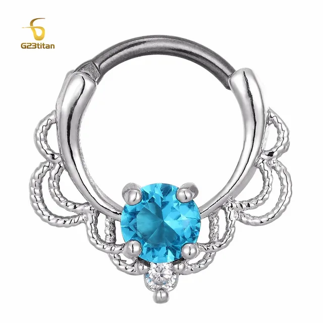 Stainless Steel Septum Ring Septum Clicker Ring With Crystal - Surgical ...