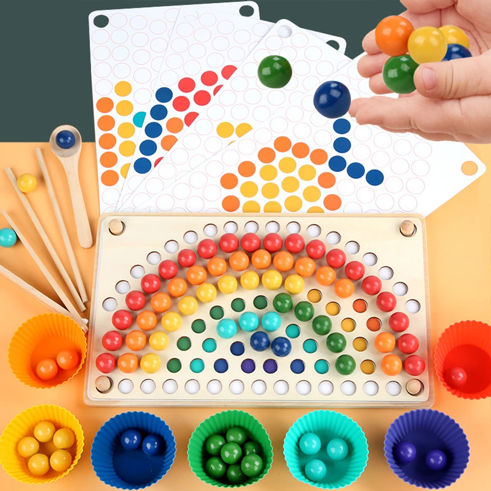 Spoon Wooden Baby Beads Skill Eyes Color Recognition Early Learning ...