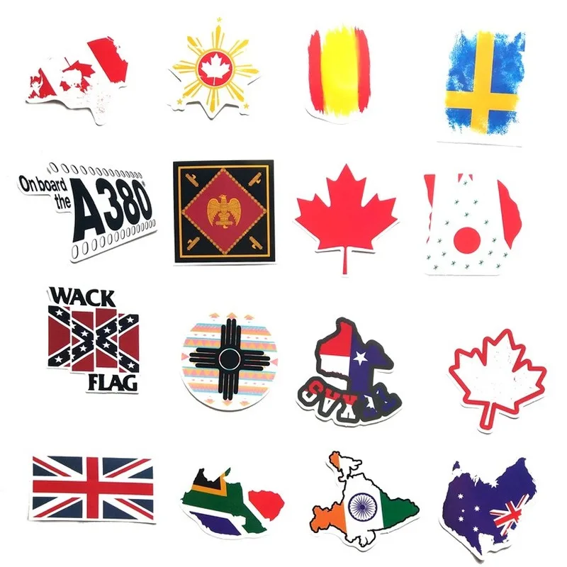50 PCS National Flags Car Stickers and Decals for Kids Countries Map ...