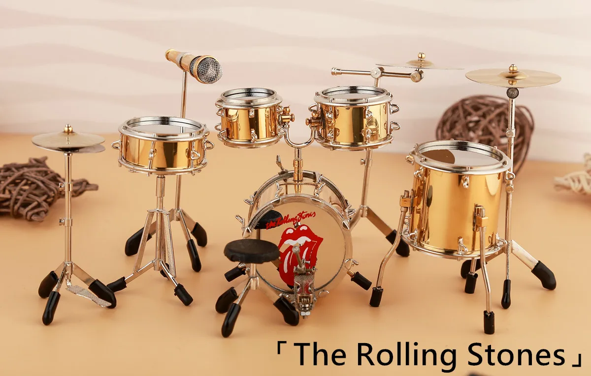 Miniature Drum Set Mini Musical Instrument Model Copper Action Figures ...