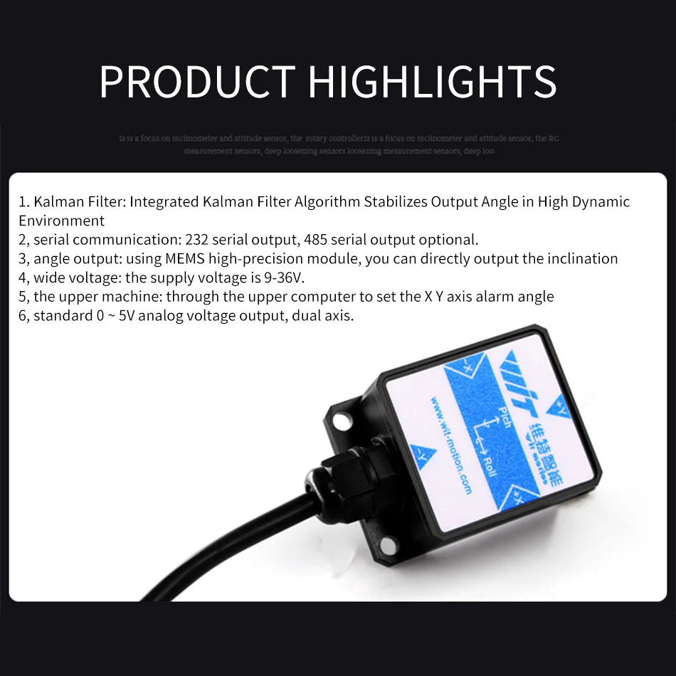 SINVT Voltage Type Inclination Sensor Analog Output Angle RS485 RS232 ...